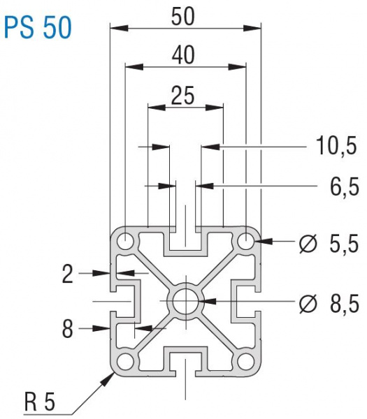 Aluminum Structural Profile | 50 X 50 mm Aluminum Profile